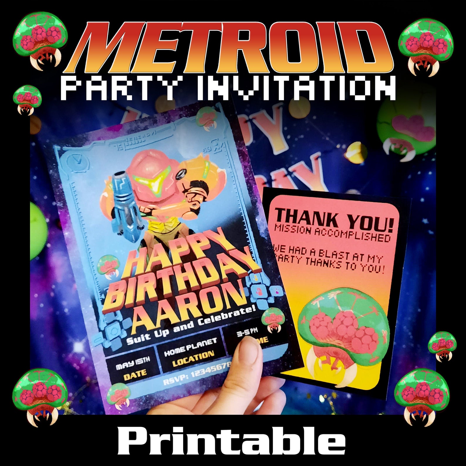 Metroid Invitation Baby Shower Birthday Party Gender Reveal | Etsy