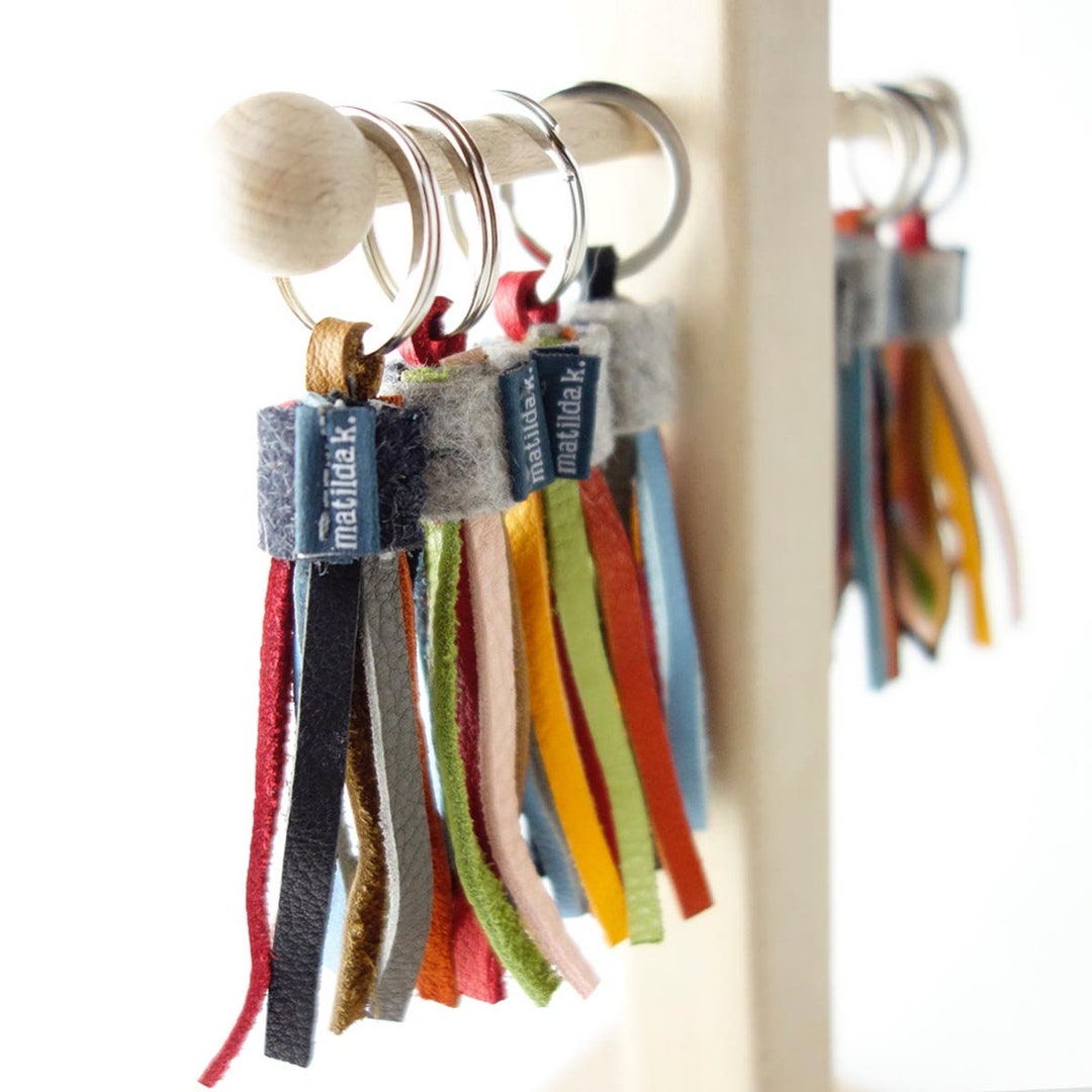 Colorful Keychain Made of Organic Leather and Organic Wool Felt in ...