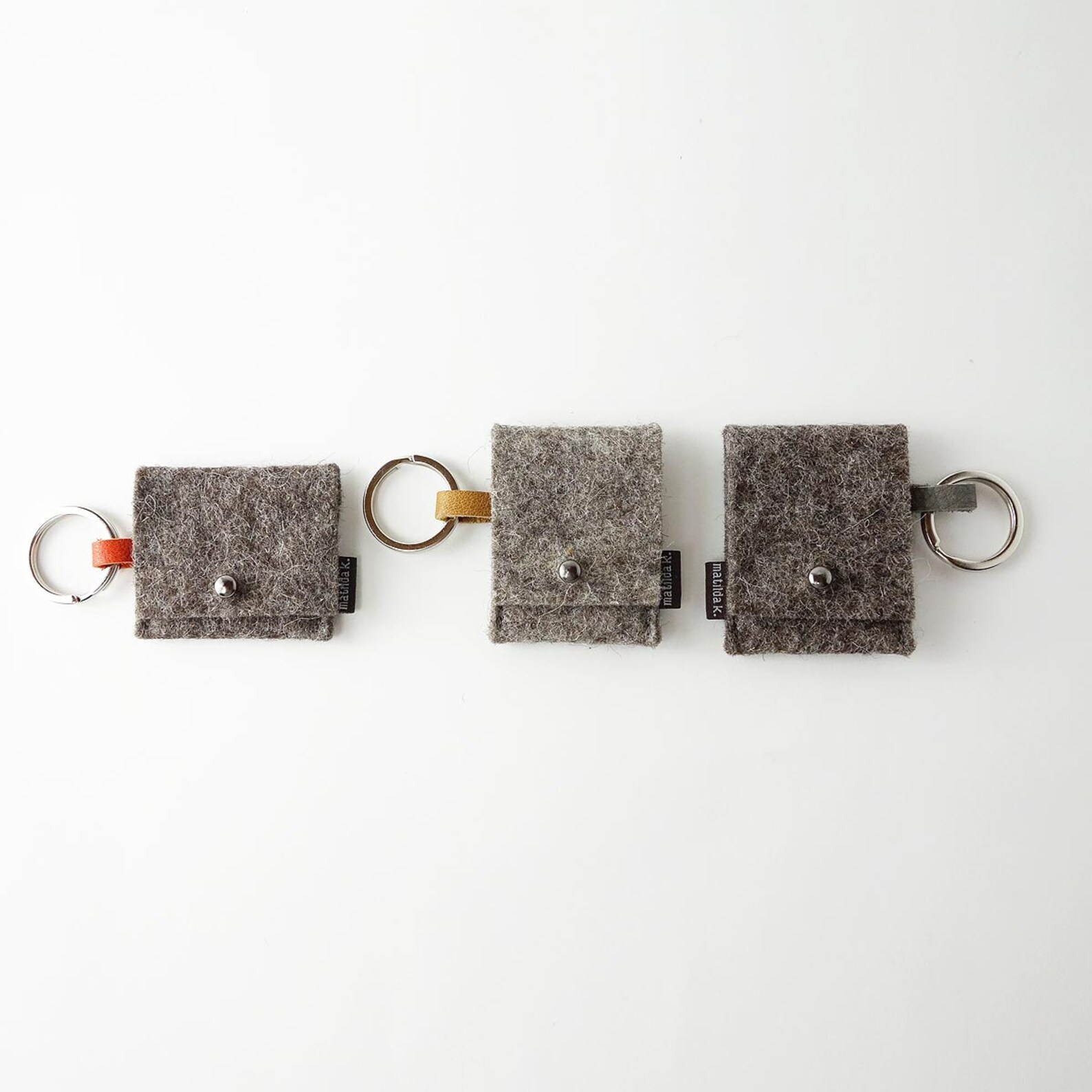 Minimalist Keychain Made of Organic Wool Felt and Organic Leather With ...
