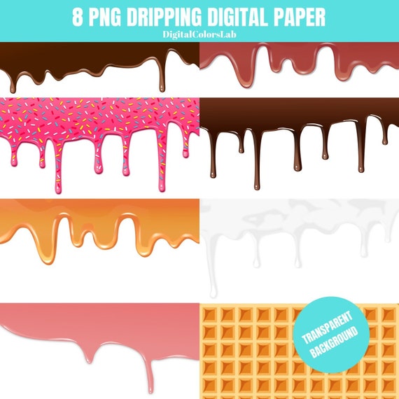 8 Dripping Cream and Syrup FOOD BACKGROUND Digital Papers | Etsy