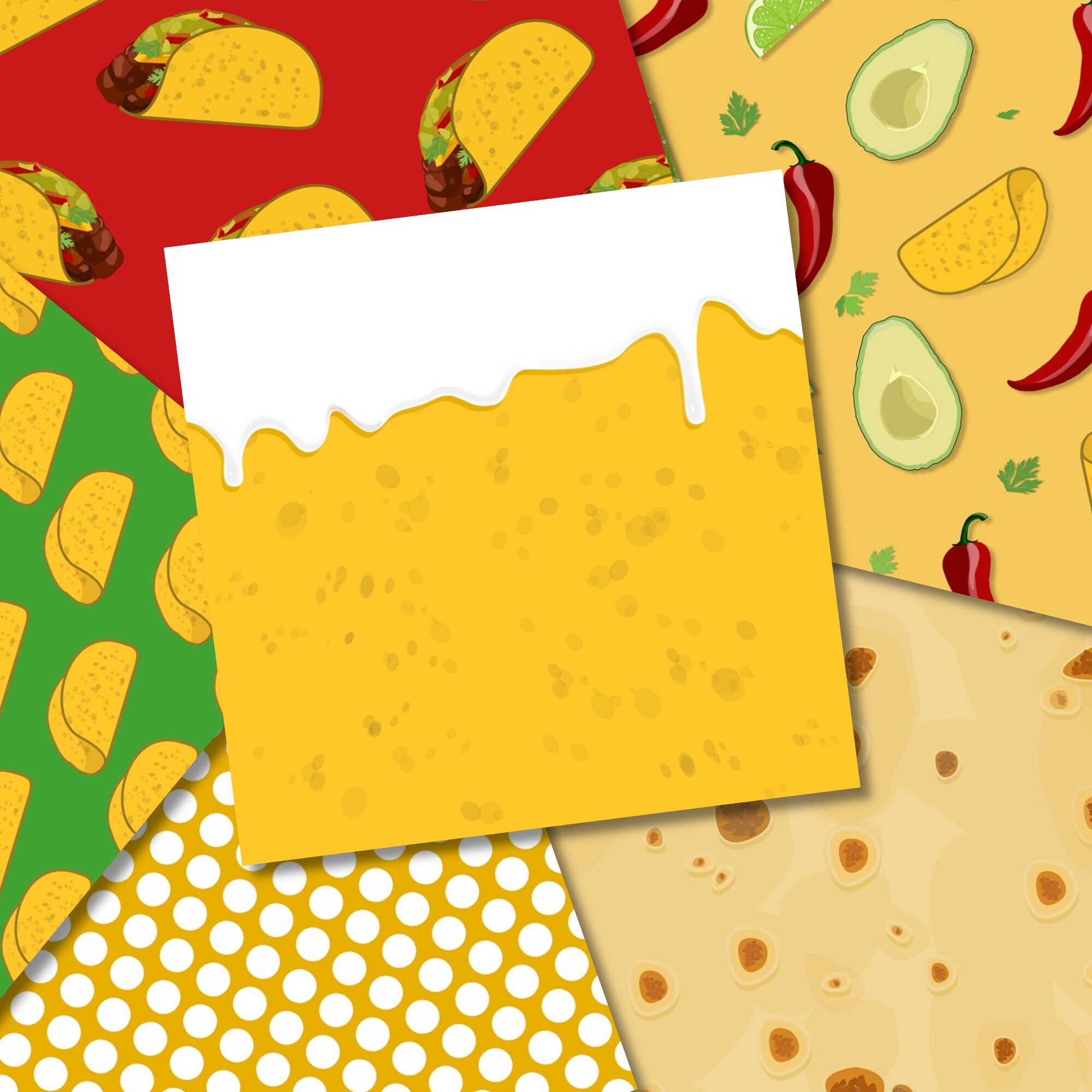 Tacos BACKGROUND, MEXICAN Pettern, CHILI Digital Paper, Food Backdrops ...