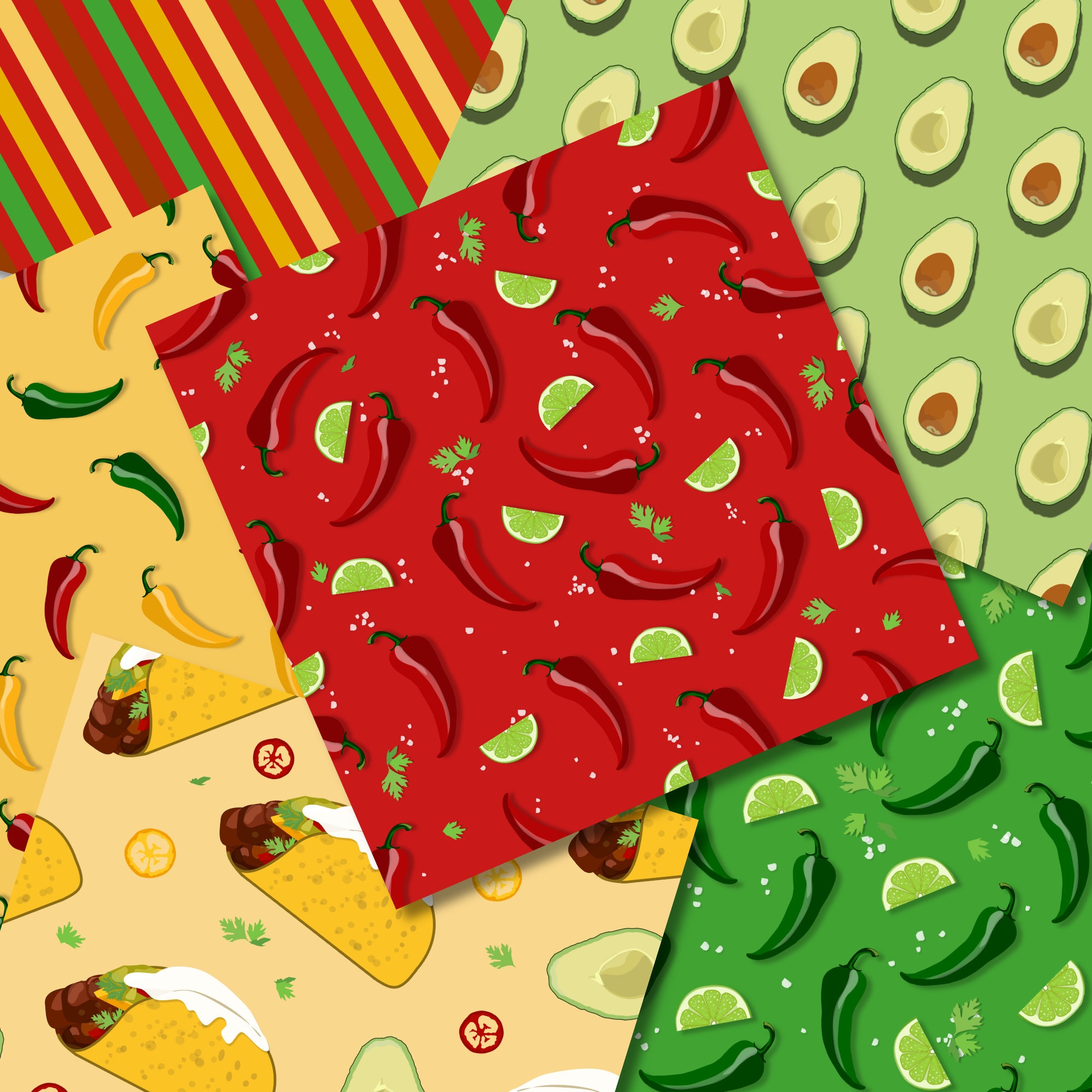Tacos BACKGROUND, MEXICAN Pettern, CHILI Digital Paper, Food Backdrops ...