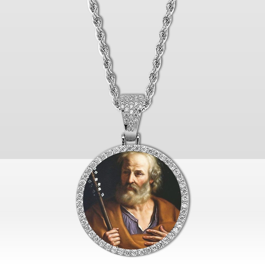 Silver or Gold - Saint Joseph and Child Jesus - Catholic Pendant - Rope ...