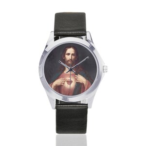 Catholic Watch - Sacred Heart of Jesus - Unisex Leather Watch - Wrist ...