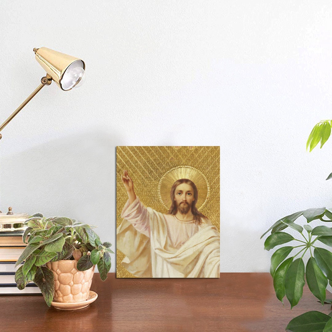 Religious Icon - Risen Jesus - MDF Photo Panel for Tabletop Display 6 ...