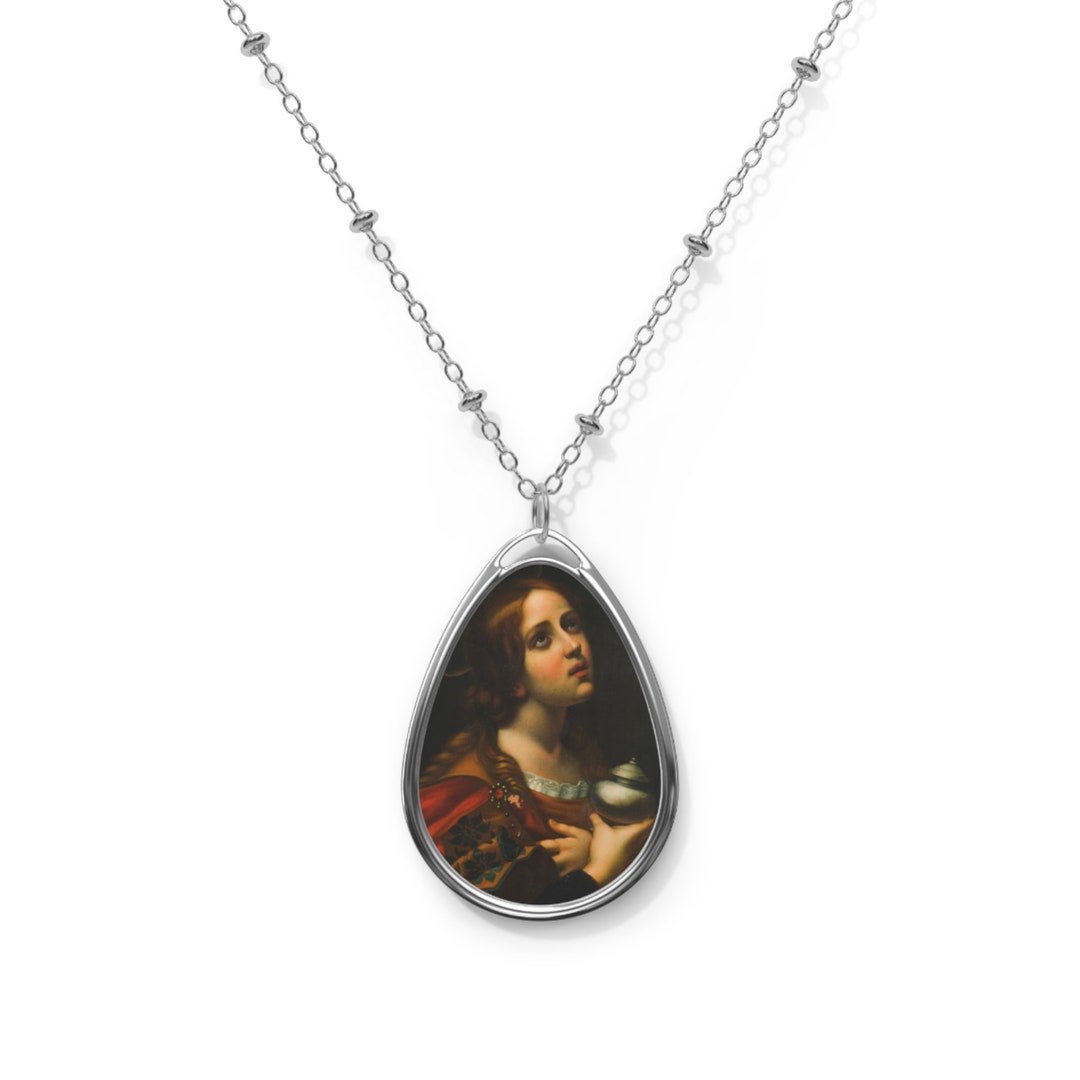 Catholic Gift - St Mary of Magdale - Brass Pendant and Necklace Chain ...