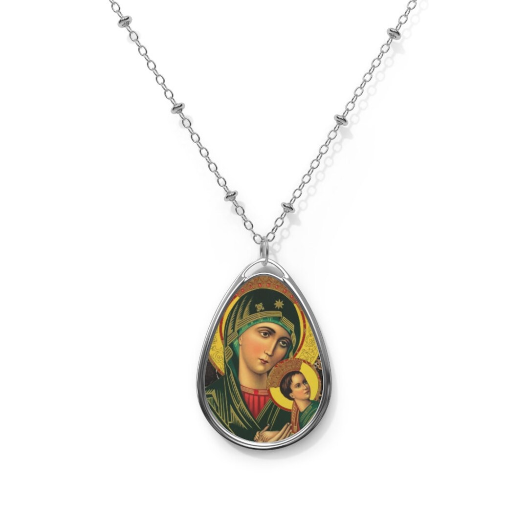 Catholic Gift - Our Lady of Perpetual Help - Brass Pendant and Necklace ...