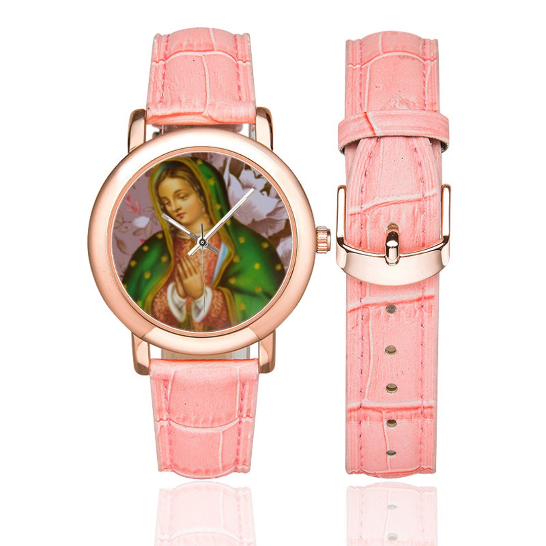 Our Lady of Guadalupe - Women's Rose Gold Leather Strap Watch ...