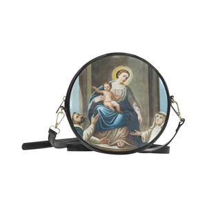 Our Lady of the Rosary of Pompei - Round Sling Bag - Catholic Gift for ...