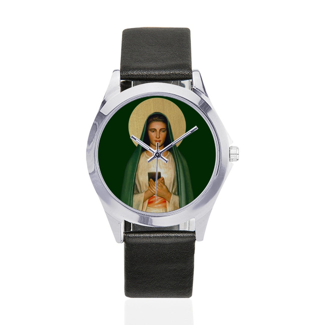 Unisex Leather Watch - Virgin of Revelation of Tre Fontane - Catholic ...
