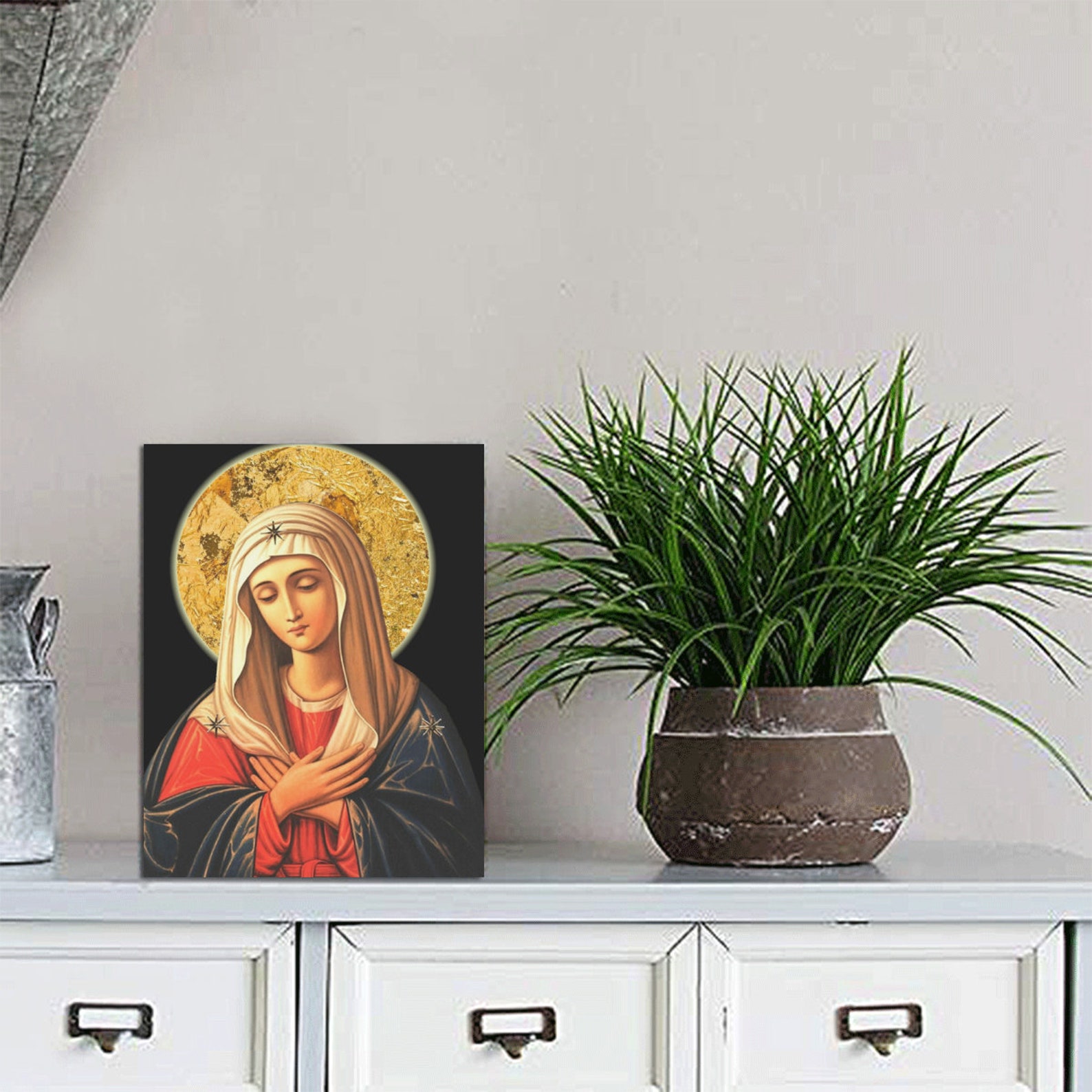 Religious Icon - Virgin of Extreme Humility - Table-top Panel - Blessed ...
