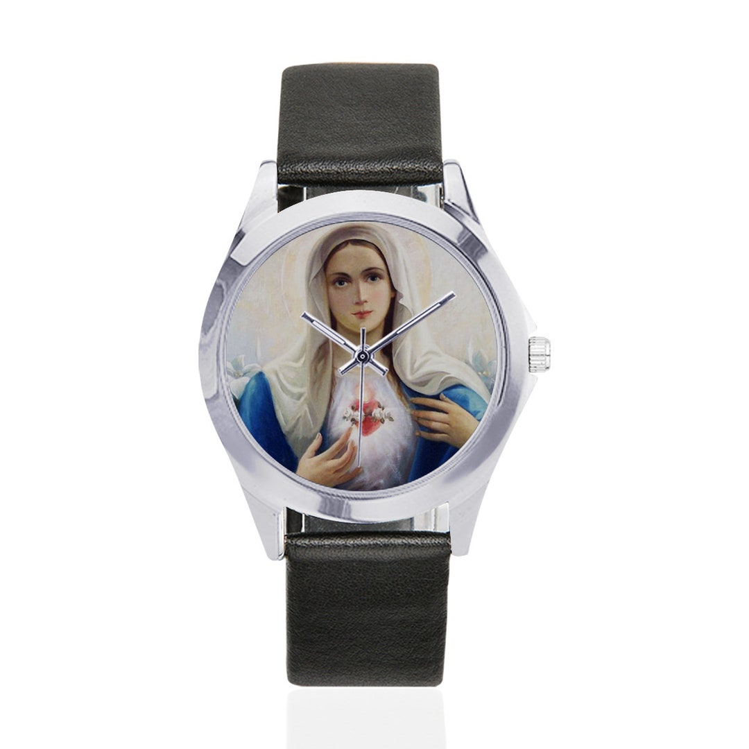 Sacred Art - Immaculate Heart of Mary - Unisex Leather Watch ...