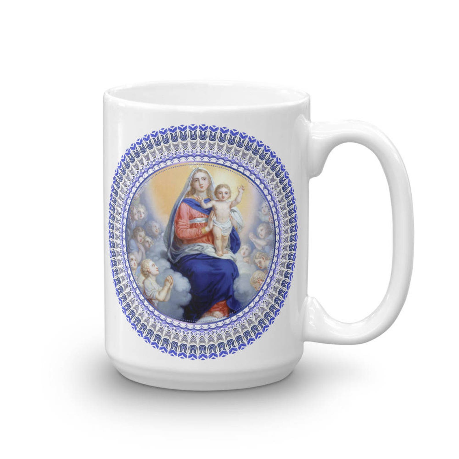 Madonna and Child With Angels Catholic Mug Religious Mugs - Etsy