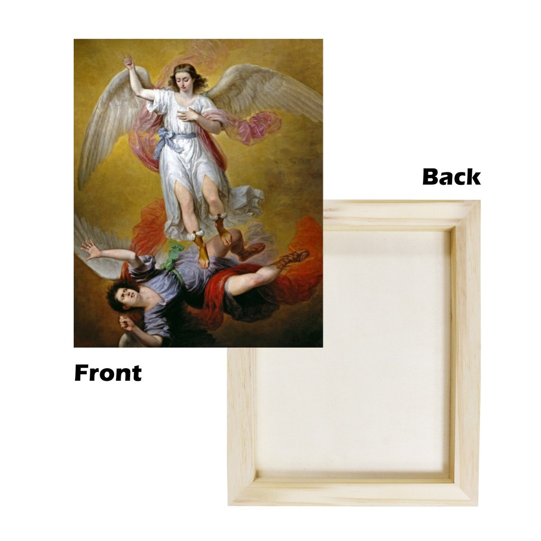 The Fall of Lucifer - Saint Michael Archangel - Catholic Print on Wood ...