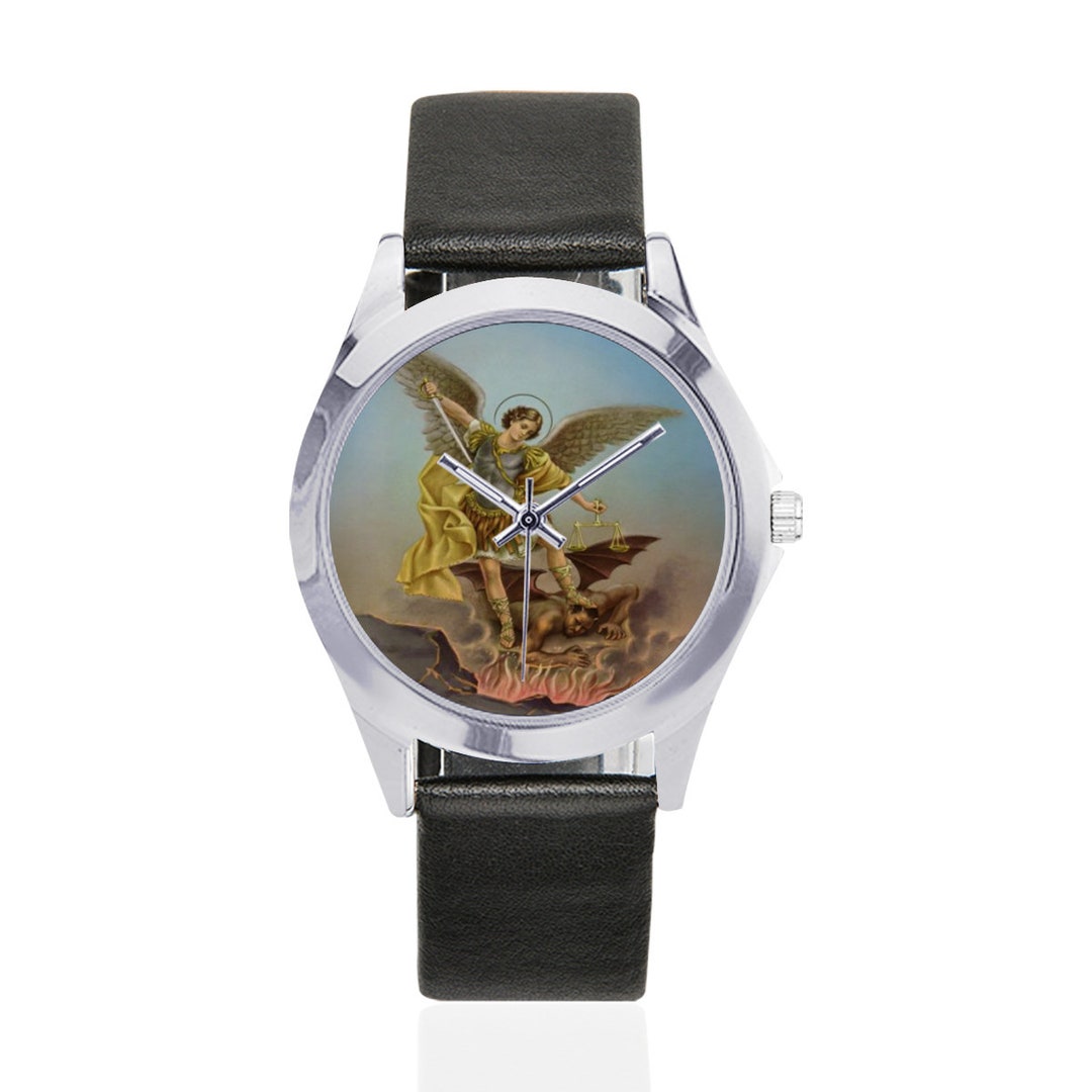 Saint Michael the Archangel - Unisex Leather Watch - Catholic Gift ...