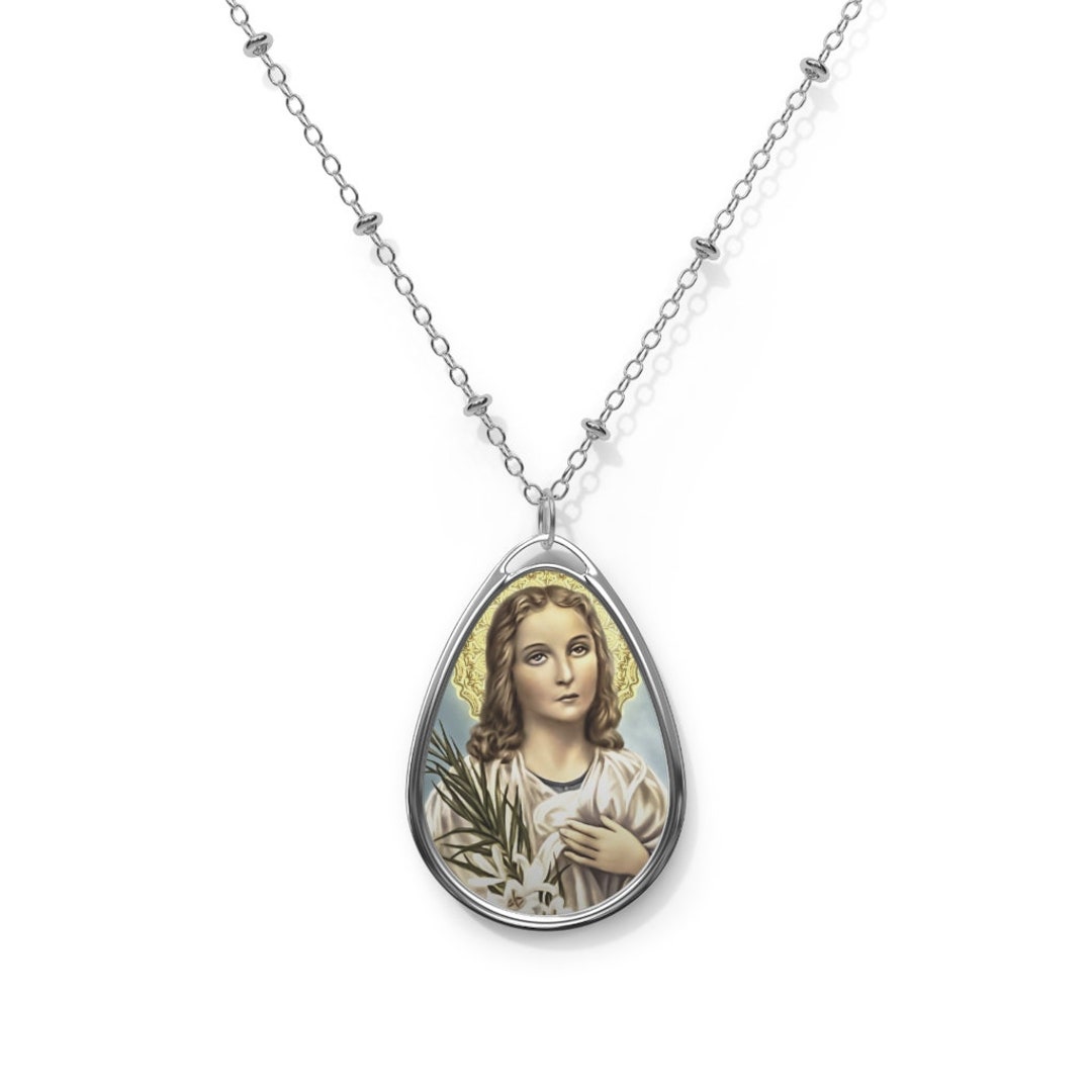 Catholic Gift - Saint Maria Goretti - Brass Pendant and Necklace Chain ...