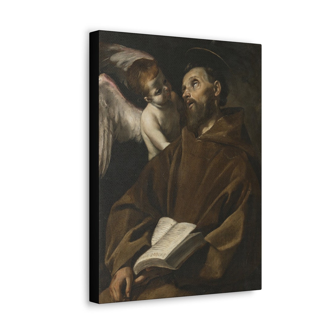 Saint Francis With an Angel - Print on Canvas - Ready to Hang ...