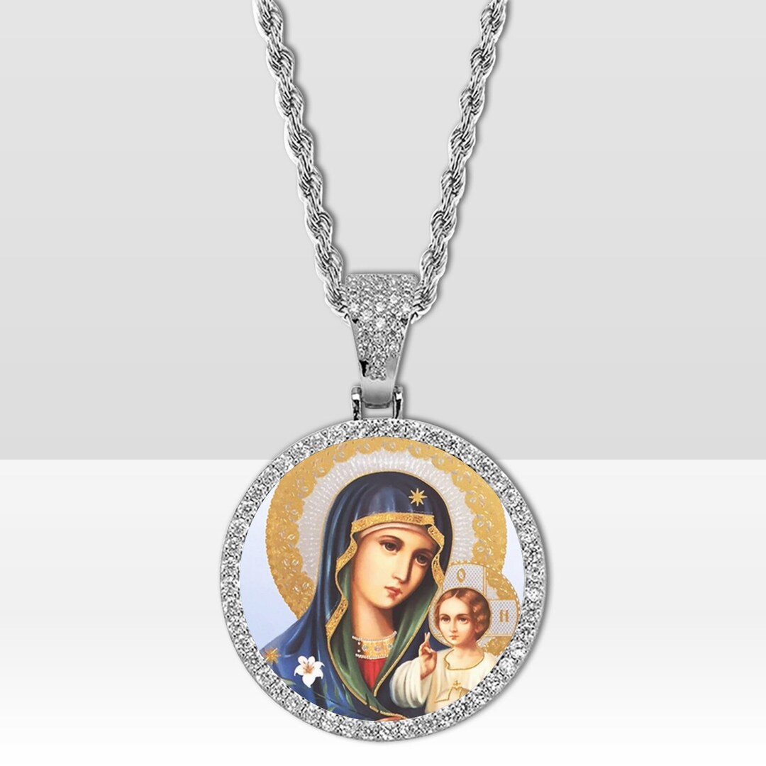 Silver or Gold - Virgin Mary Eternal Bloom - Catholic Pendant - Rope ...