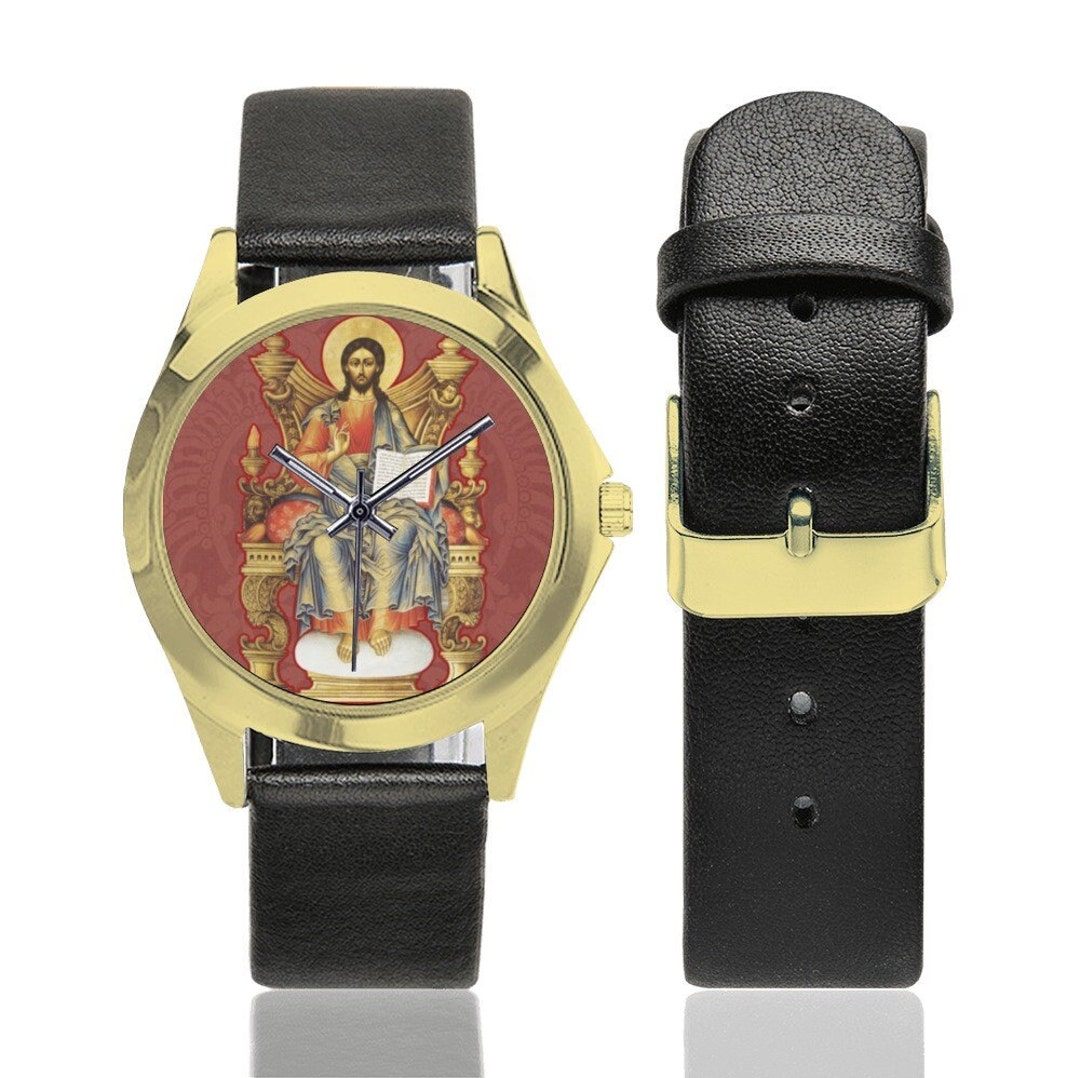 Christ Pantocrator on Throne - Unisex Leather Watch - Wrist Watches ...