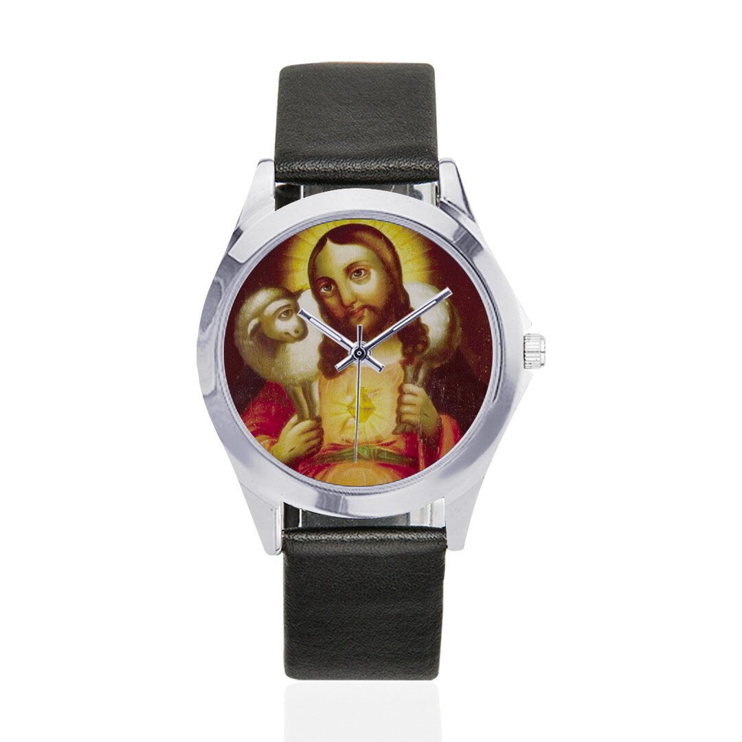 The Good Shepherd - Unisex Leather Watch - Jesus Christ - Wrist Watch ...