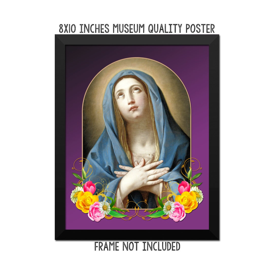Virgin Mary in Prayer - Catholic Poster - Religious Wall Art - Mother ...