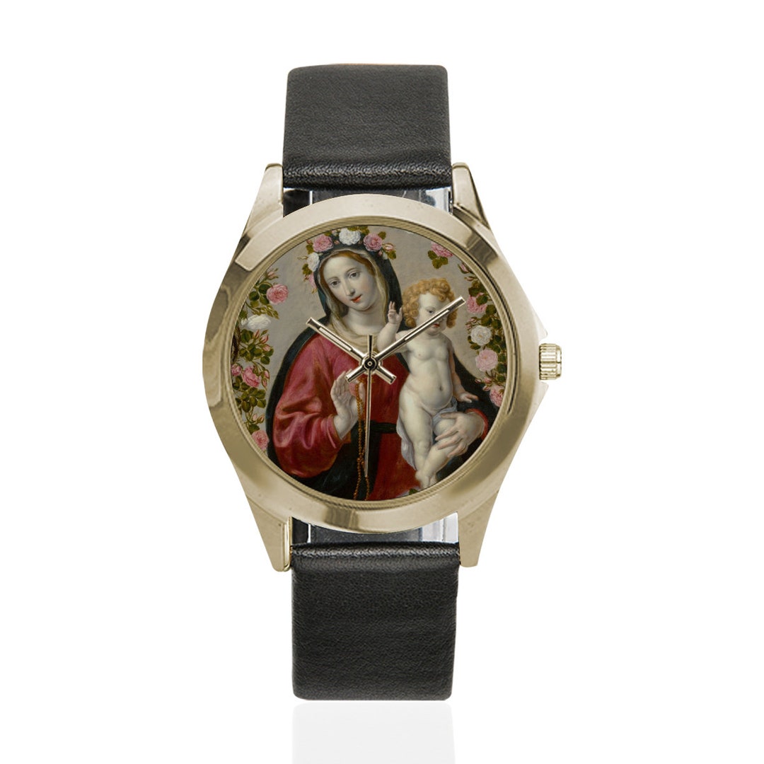 Religious Gifts Virgin of the Rosary Unisex Leather Watch Wrist Watch ...