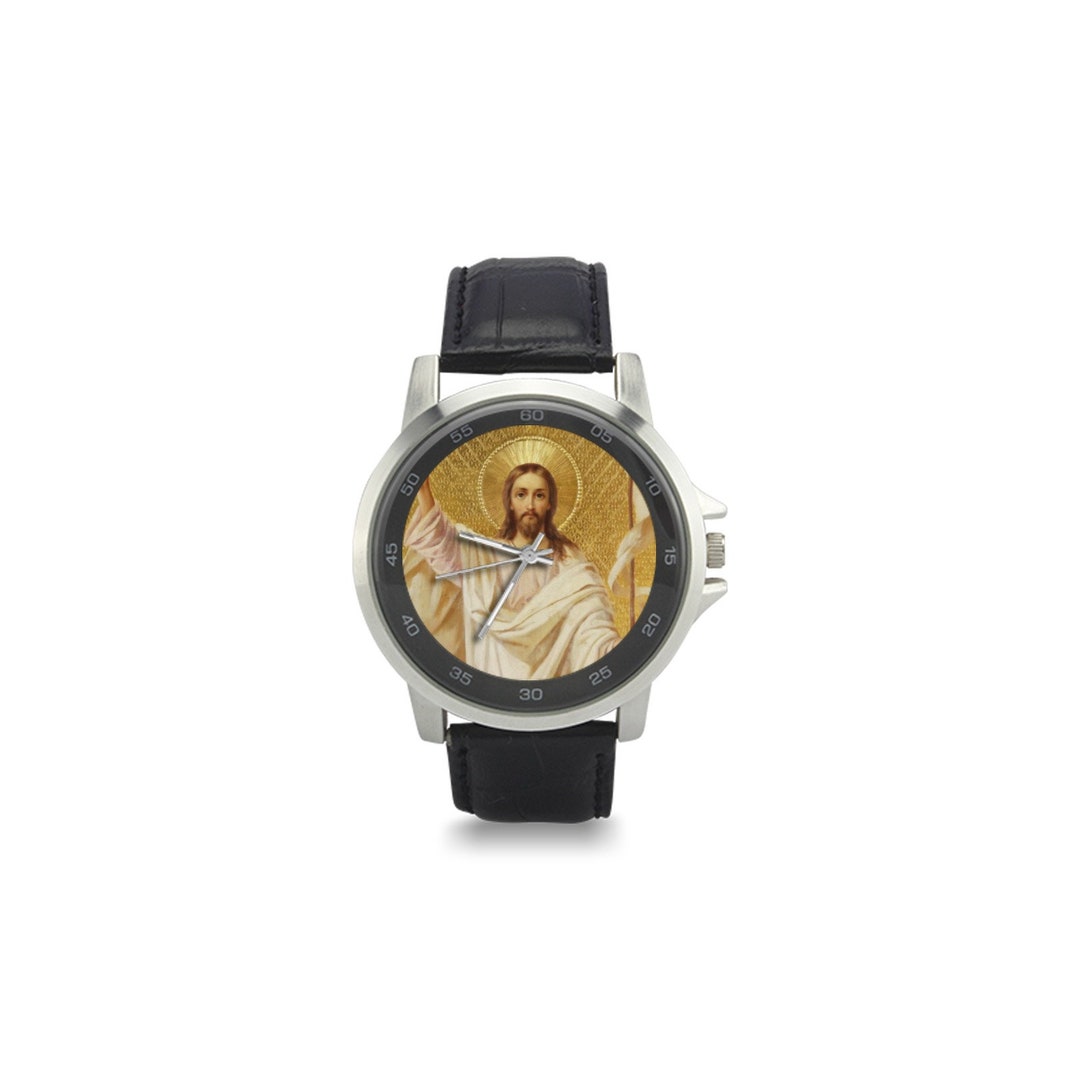 Catholic Gifts - Risen Christ - Unisex Stainless Steel Leather Strap ...