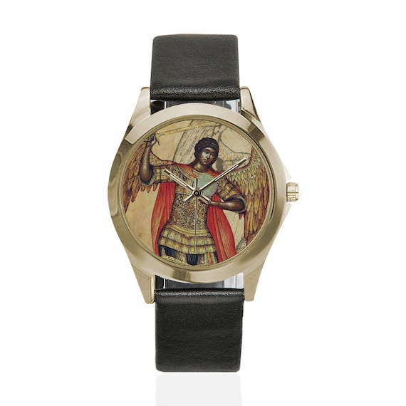 Saint Michael Archangel Unisex Leather Watch Wrist Watch | Etsy