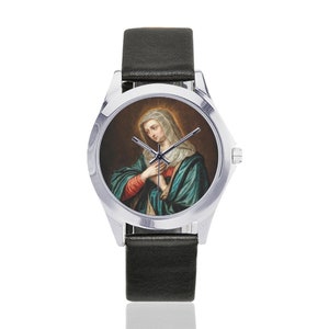 Catholic Watch - Blessed Virgin Mary - Unisex Leather Watch - Wrist ...
