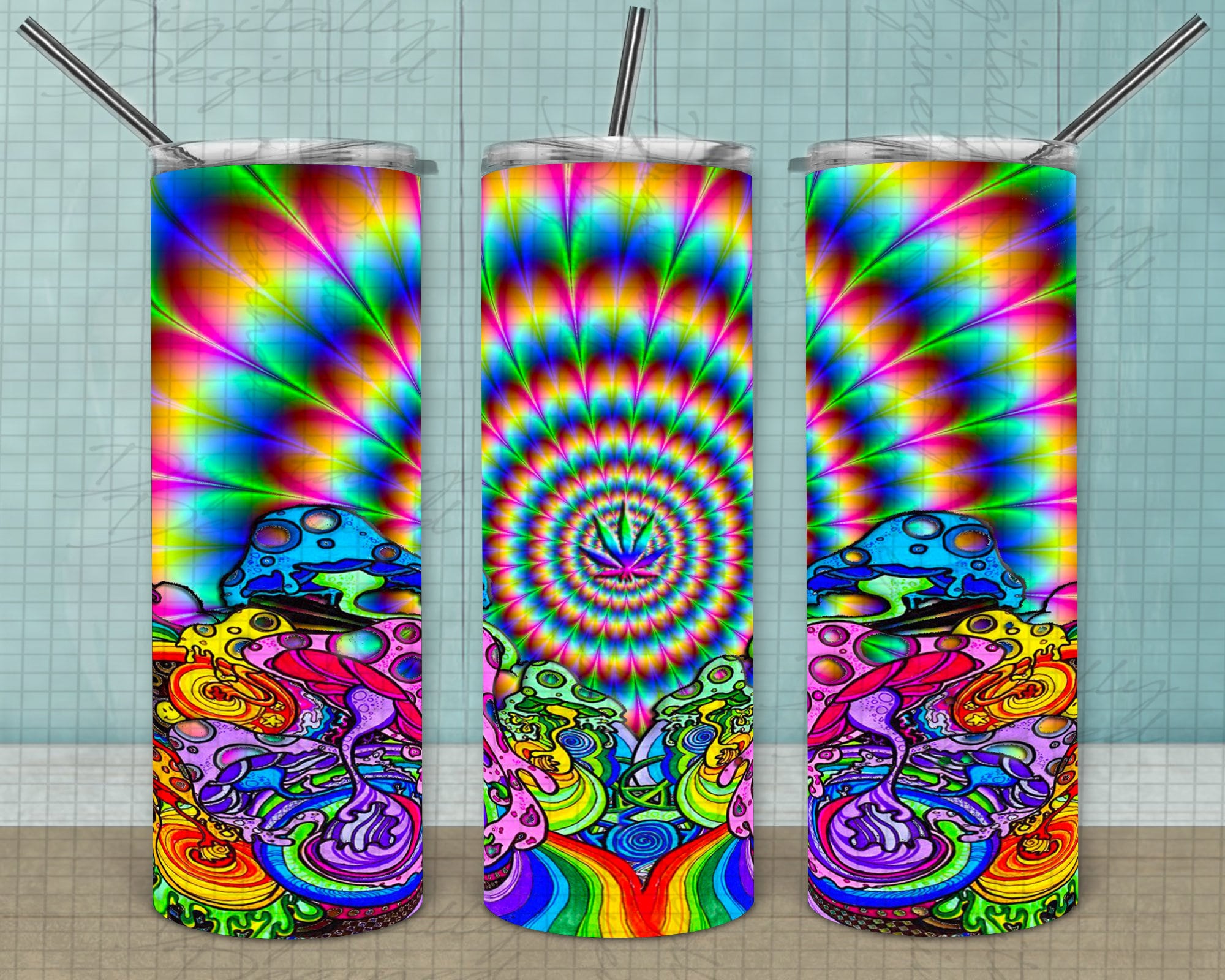 Trippy Psychedelic Weed Cannabis Optical Illusion 20oztumbler ...