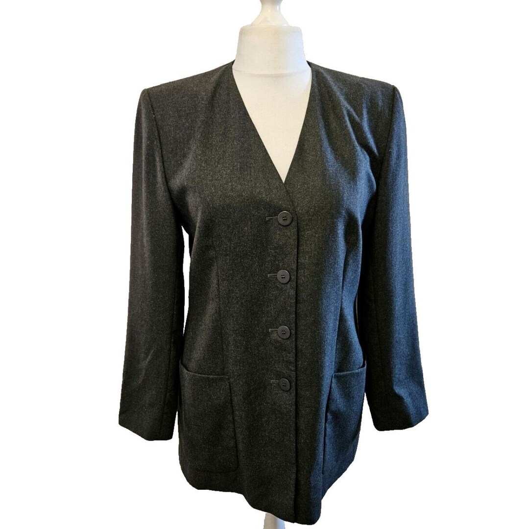 JAEGER Grey Vintage Jacket Size 16 Wool & Cashmere Blazer - Etsy UK