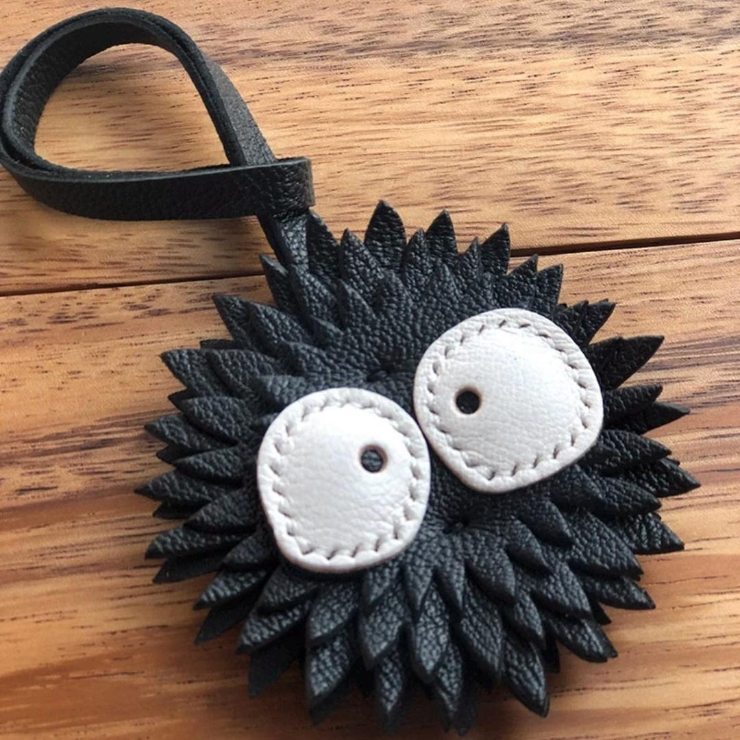 Handmade Soot Sprite Leather Bag Charm Spirited Away Keychain Gift Bag ...