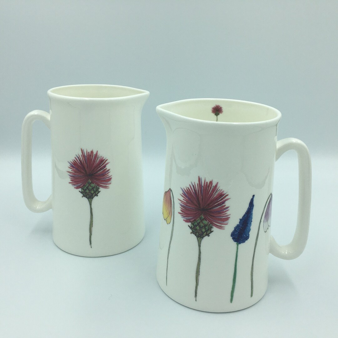 Wildflower Pint Jug, Bone China Jug, Flower Jug, Cream Jug, Flower Milk ...