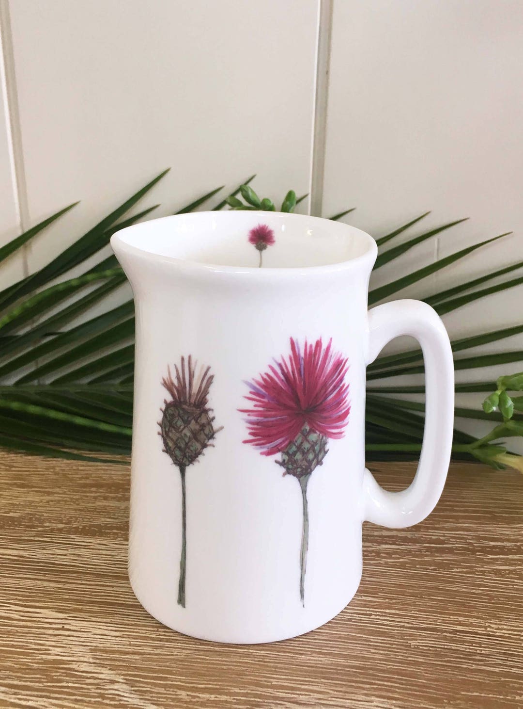 Bone China Jug, Thistle Jug, Flower Jug, Cream Jug, 1/2 Pint Jug, China ...