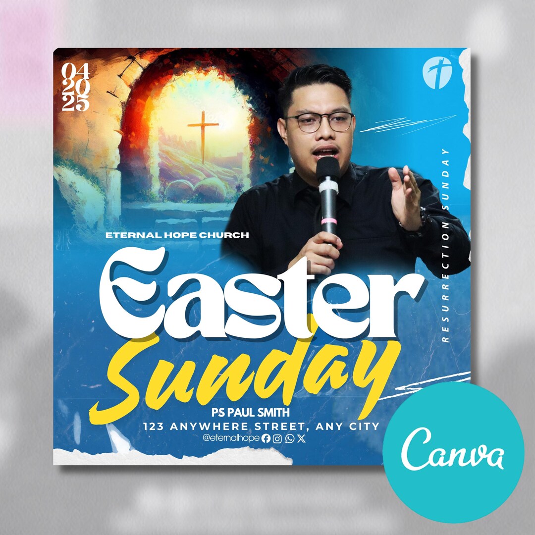 Canva Easter Sunday Flyer, Easter Flyer Templates, Church Flyers, Good ...