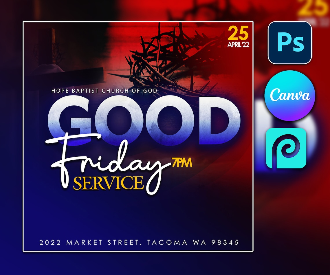 Canva Good Friday Flyer Template 10"x10", PSD Editable PSD Template ...