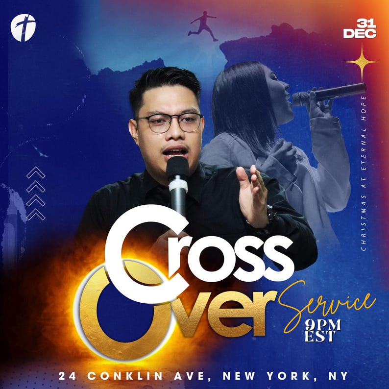 CANVAS Crossover Church Service Flyer Design, Christmas Editable Canva ...