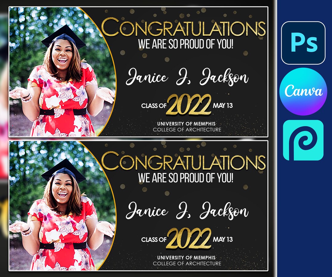 Canva Graduation Banner Template, Graduation Party Banner Template ...