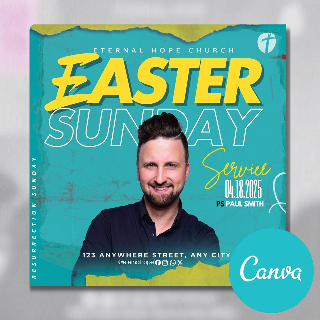 Canva Easter Sunday Flyer, Easter Flyer Templates, Church Flyers, Good ...