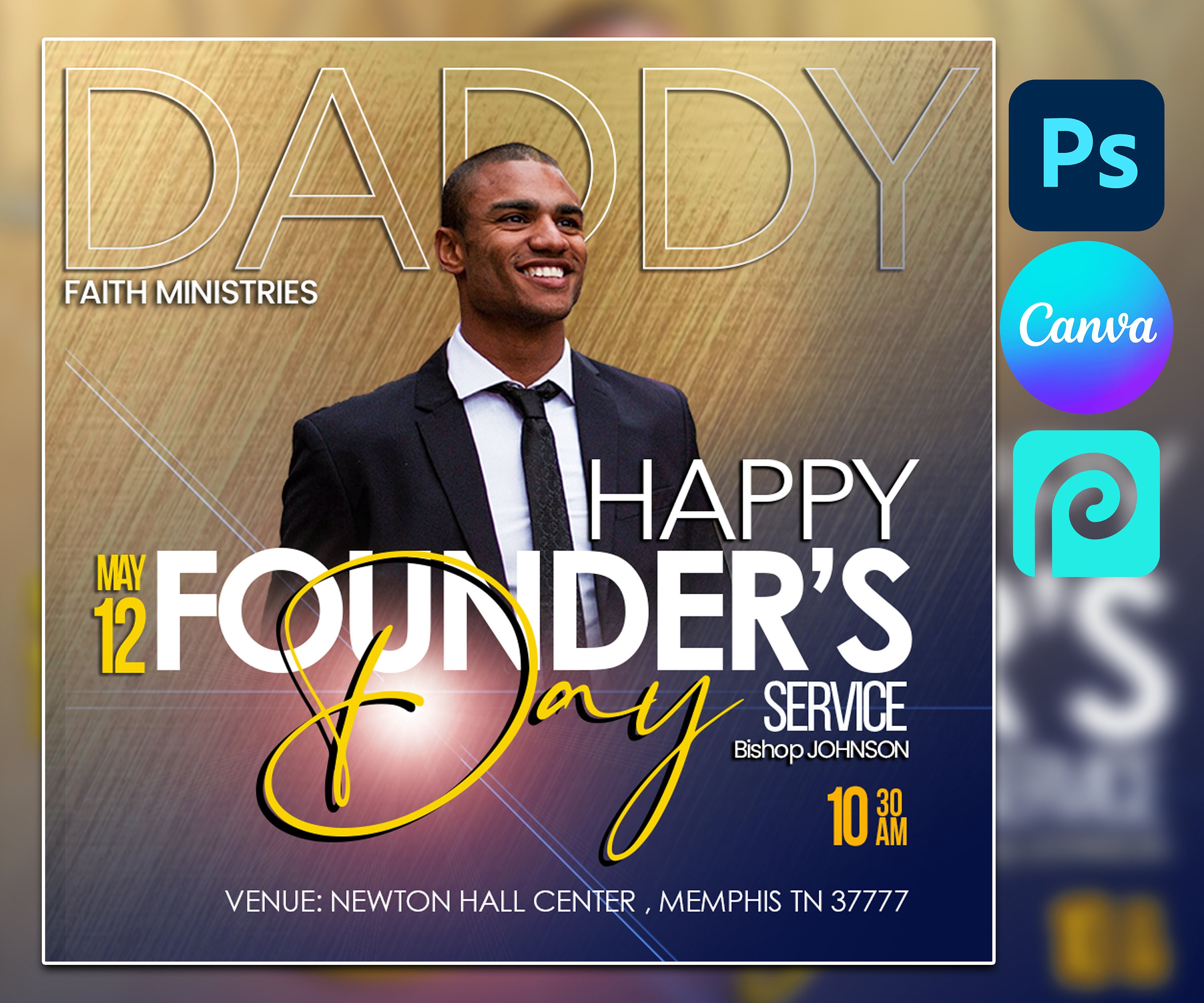 Founder's Day Flyer Template for CANVA and PHOTOSHOP, Editable PSD ...