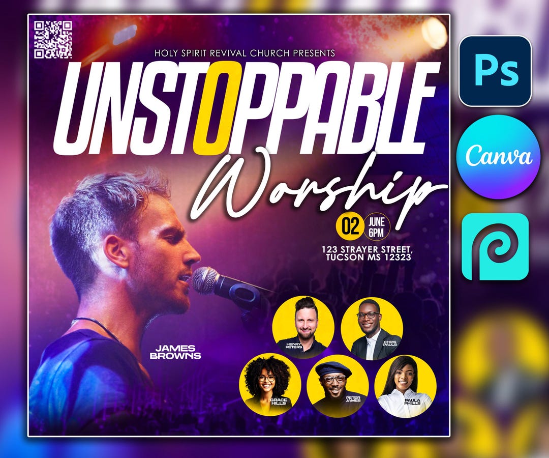 Editable RED BLACK Church Event, Canva Church Flyer | CANVA Flyer ...