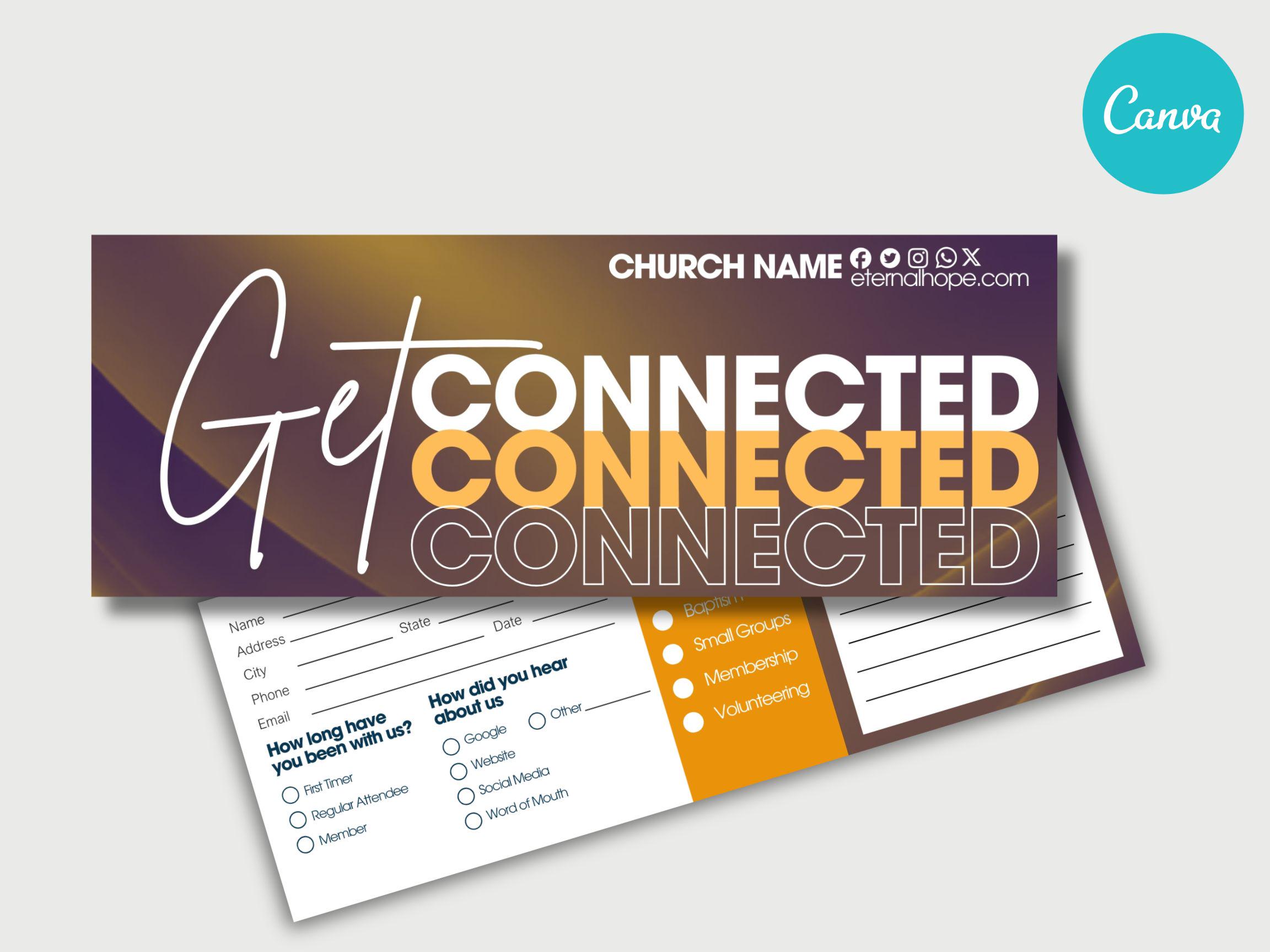 Customizable CANVA Church Connect Card Template for New Visitors ...