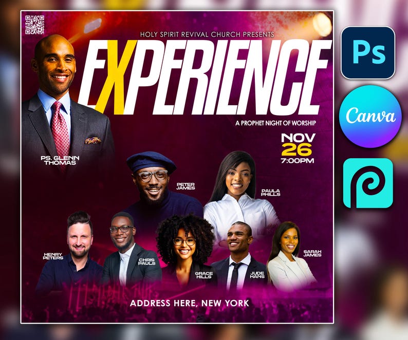 Editable Church Event, Canva Church Flyer | CANVA Flyer Template ...
