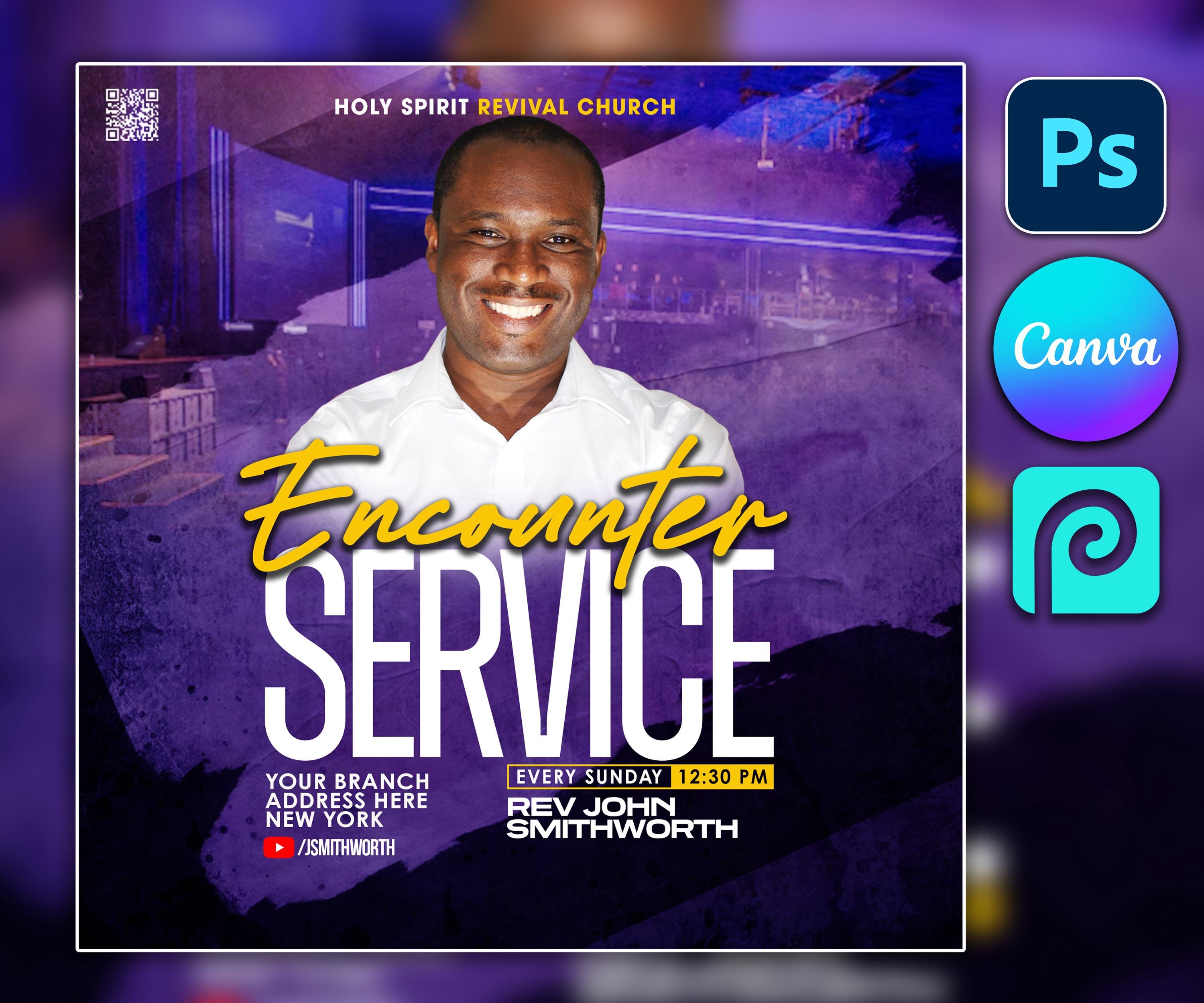 CANVA Church Flyer Template for Photoshop. DIY Church Conference Flyer ...