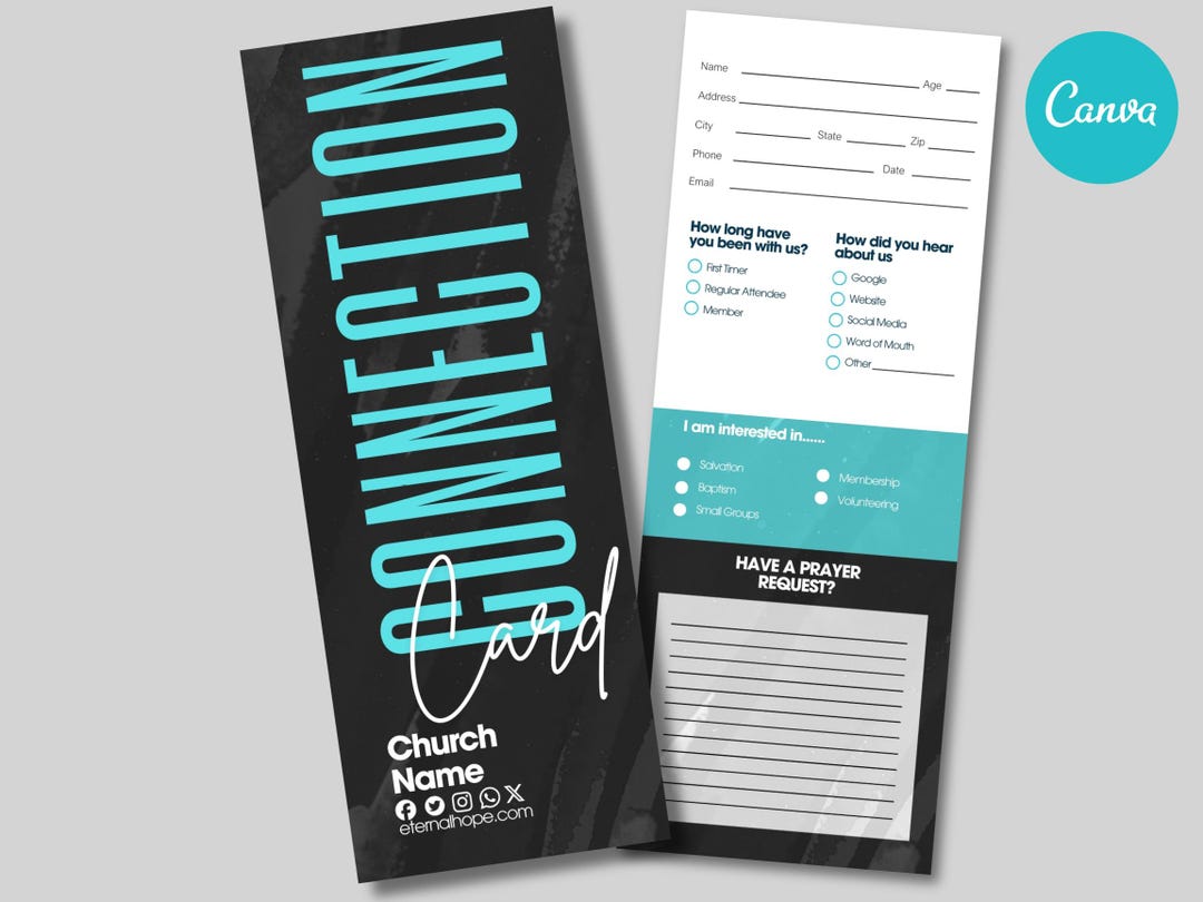 Customizable CANVA Church Connect Card Template for New Visitors ...