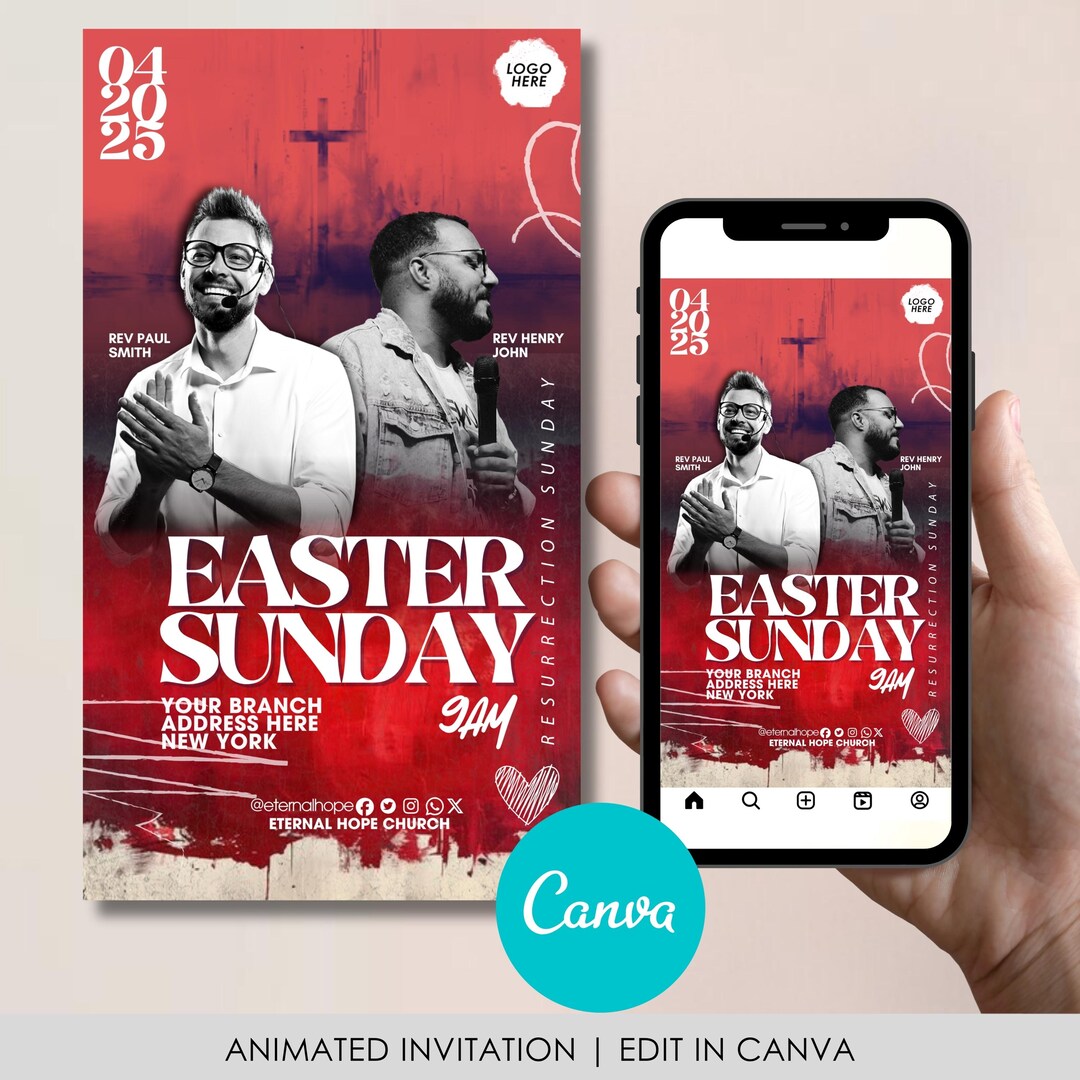 Easter Sunday Flyer ANIMATED, Orange Easter Flyer Templates, Church ...
