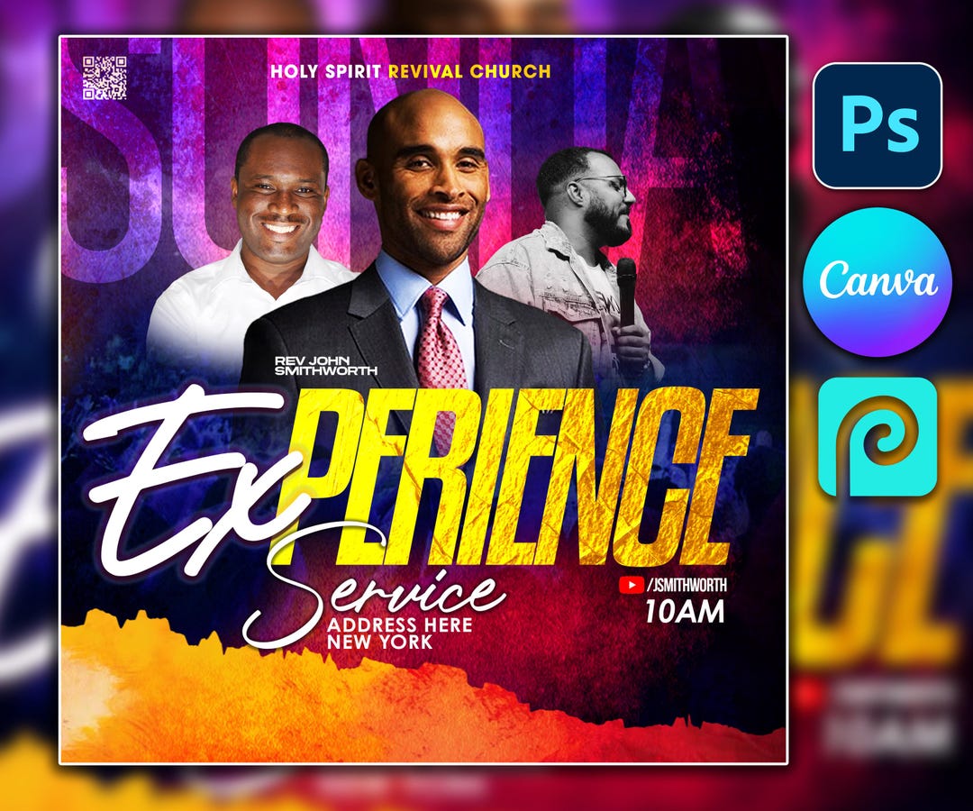 CANVA Church Flyer Praise & Worship, Editable Template Worship Flyer ...