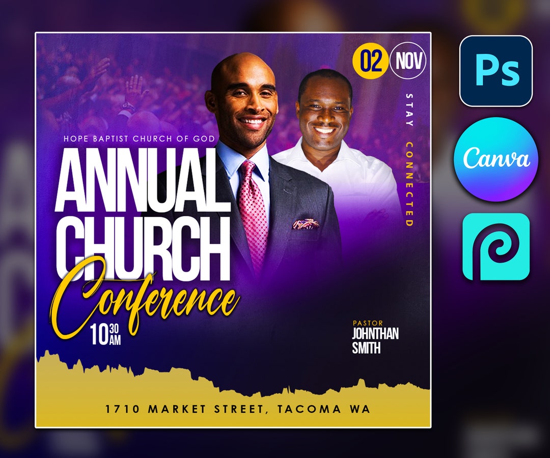 Canva Annual Church Flyer Template 10"x10", Editable PSD Template ...