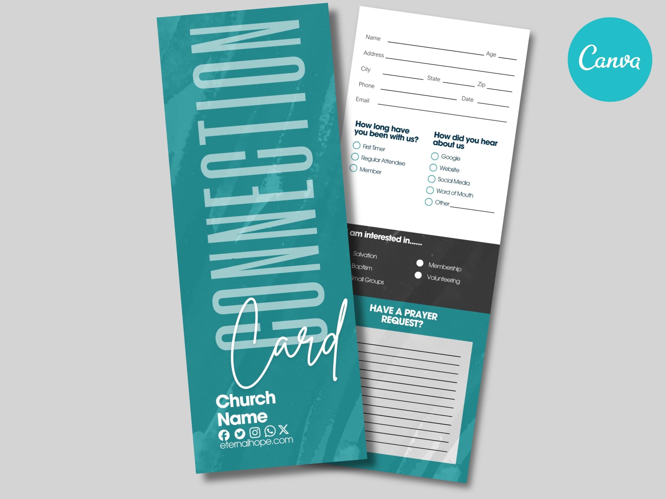 Customizable CANVA Church Connect Card Template for New Visitors ...