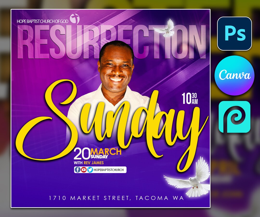 Canva Resurrection Sunday Flyer, Photoshop Easter Flyer Templates ...